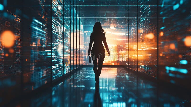 Exploring the Digital Realm: a Futuristic Urban Adventure Stock Image ...