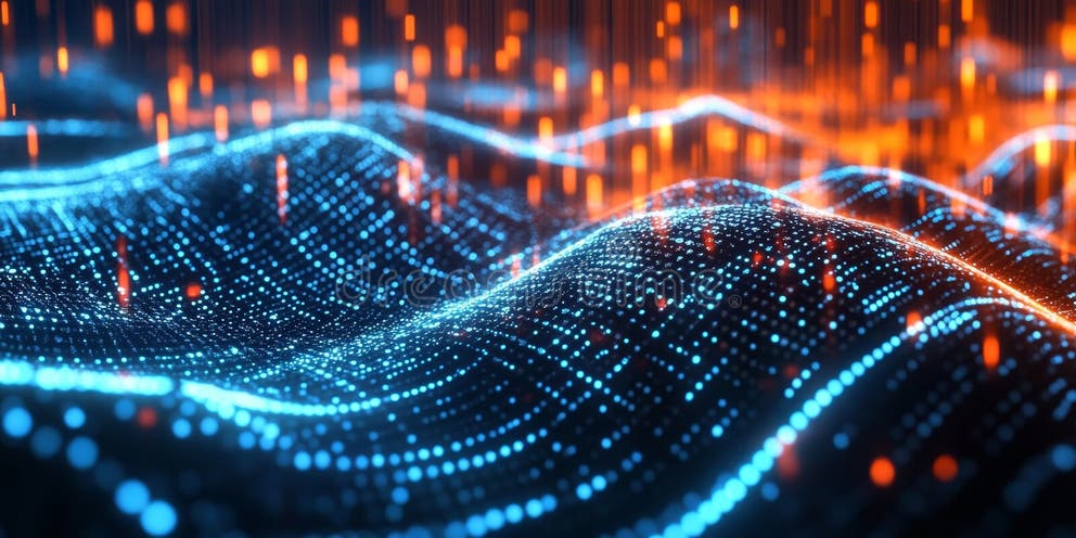 Exploring the Digital Waves of Technology: a Stunning Visualization of Data Interactions Stock ...