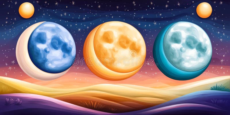 Exploring a Distant Planet Landscape Featuring Multiple Moons and a ...