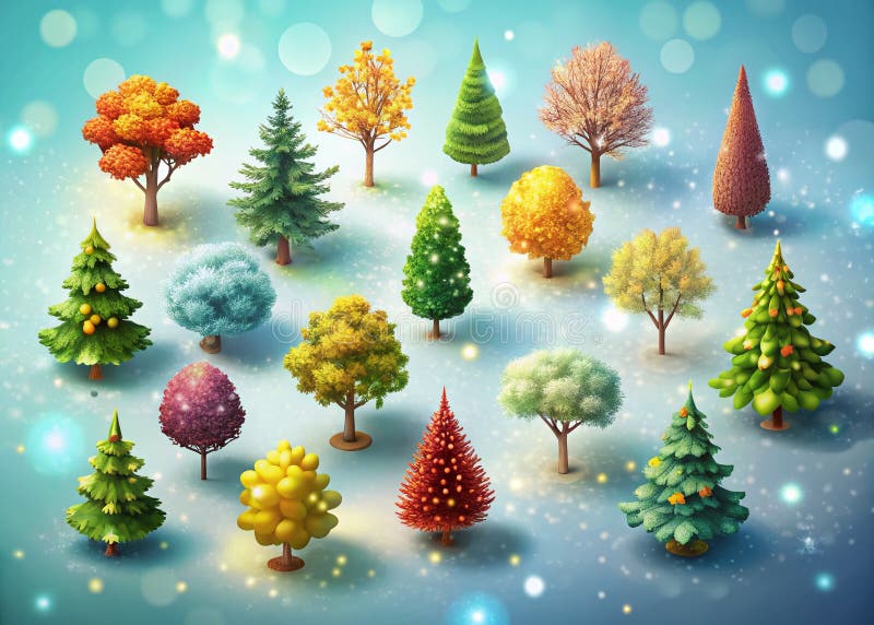 Exploring Diverse Isometric LowPoly Tree Styles a Collection of ...