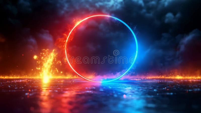 Exploring the Dynamic Fusion of Fire Water and Light Energy Stock Video ...