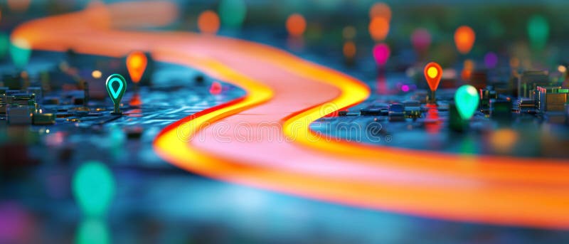 Exploring a Dynamic Map Vibrant Path and EyeCatching Markers on a ...