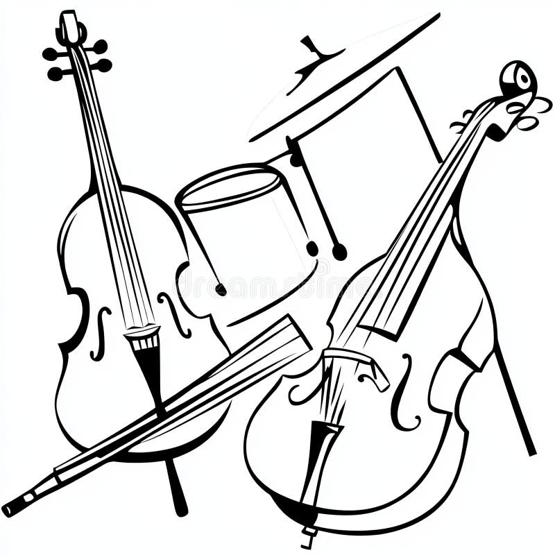 Exploring the Elegance of Line Drawings Showcasing Classical Musical ...