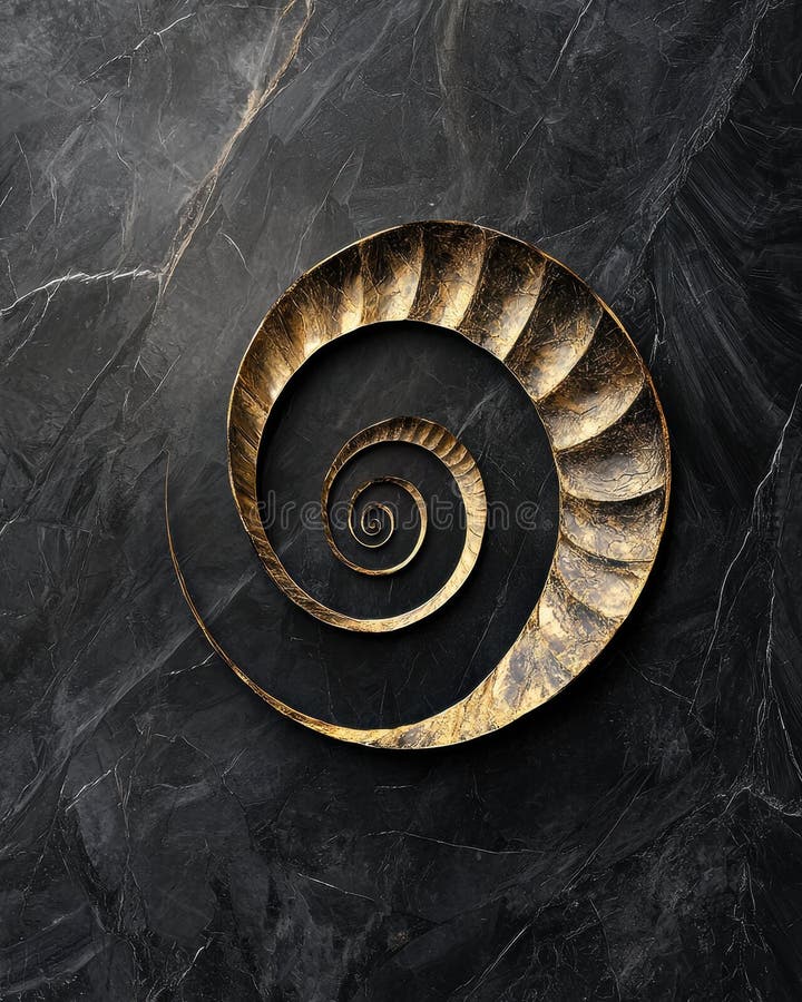 Exploring the Elegant Spiral Object on a Striking Black Marble Surface ...