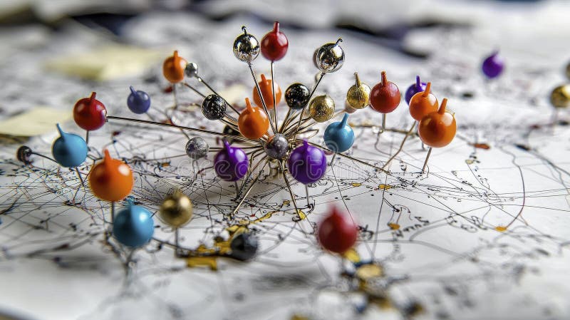 Exploring Emotions through a Colorful Map of Pins Abstract Art Vibrant ...