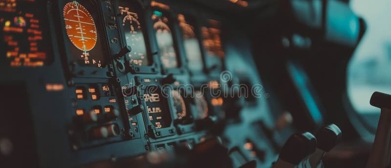 Exploring an Empty Airplane Cockpit Filled with Advanced Control Panels ...