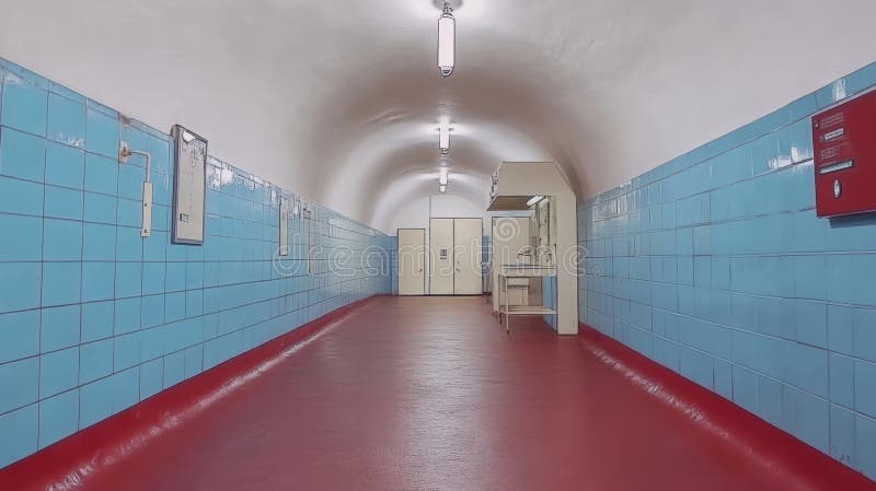 Exploring the Empty Corridor of an Underground Nuclear Bunker Stock ...