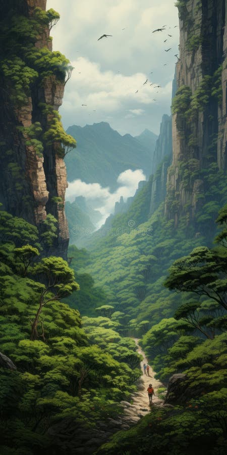 Exploring the Enchanting Miyazaki Hayao Style Path on the Mountainside ...