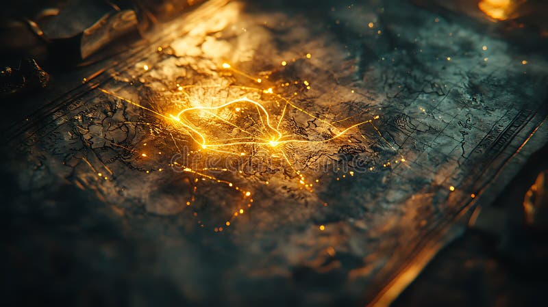 Exploring the Enchantment of a Mystical Map with a Glowing Heart Design ...