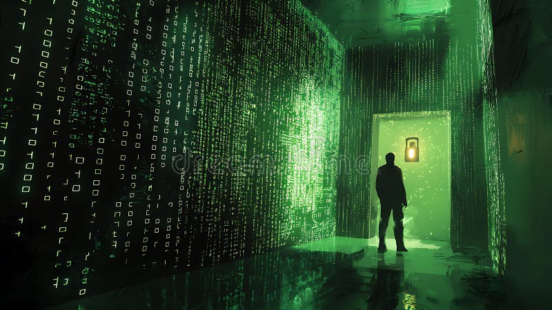 Exploring the Enigmatic Atmosphere of a Neon-lit Room with Silhouetted ...