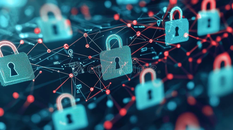 Exploring the Essence of Cybersecurity with Lock and Padlocks on a ...