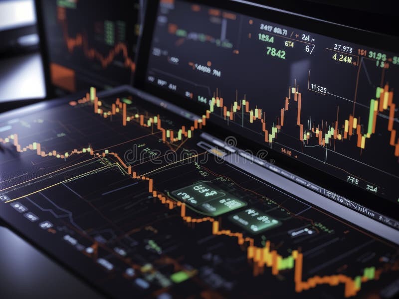Trading Charts on a Display Stock Illustration - Illustration of ...