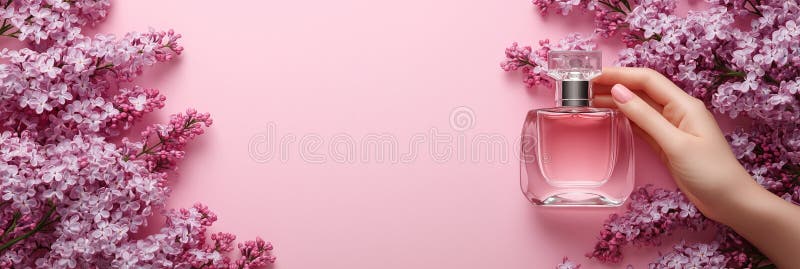 Exploring Floral Elegance with a Delicate Perfume Bottle Surrounded by ...