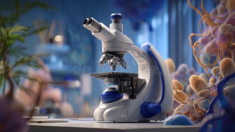 Exploring the Future of Advanced Artificial Intelligence through the Lens of a Microscope Stock ...