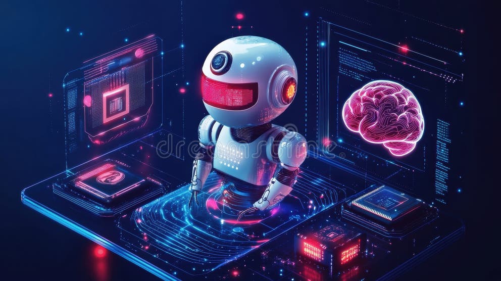 Exploring the Future of Ai through a Vivid Display of Robot Technology, Microchips, and Digital ...