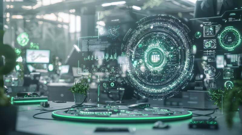 Exploring the Future of Business with a Futuristic Computer Emitting a ...