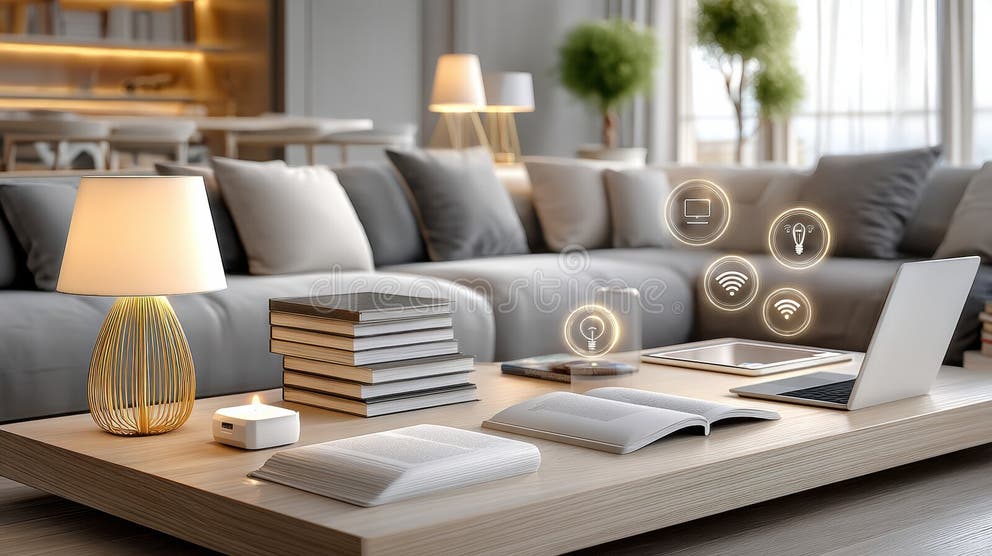 Exploring the Future of E-Learning with Laptops and Tablets on Coffee Tables Everywhere Stock ...