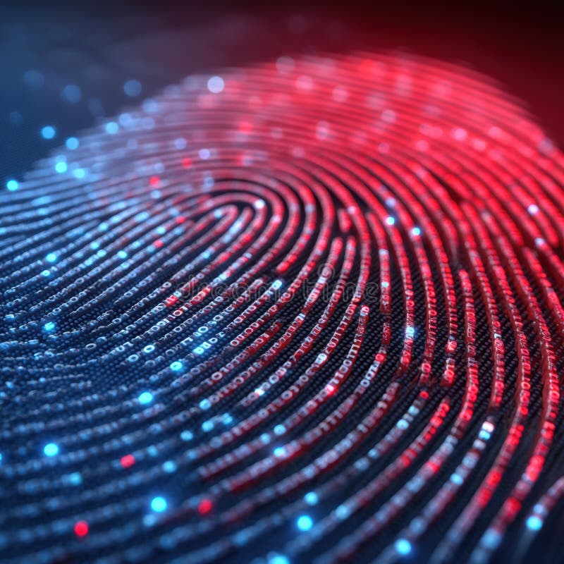 Exploring the Future of Finance through Fingerprint Technology Illuminated with Red and Blue ...