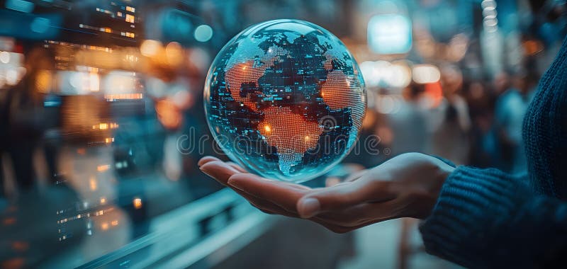 Exploring the Future of Global Markets a Hand Holding a Floating ...