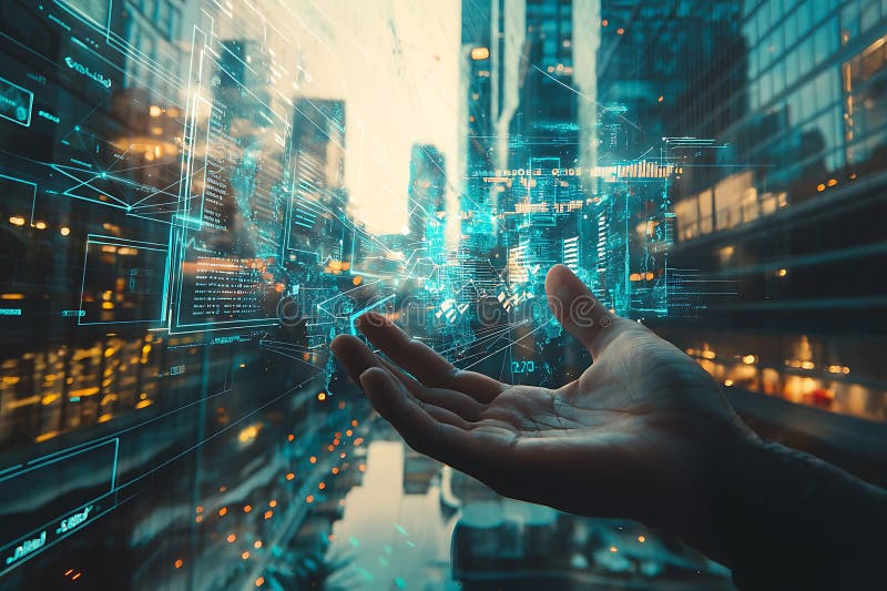 Exploring the Future a Hand Reaches Out for Digital Data Amidst a ...