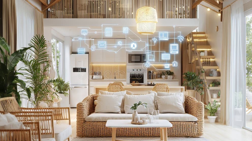 Exploring the Future of IoT with a Modern Living Room Featuring Smart Couch and Table Technology ...
