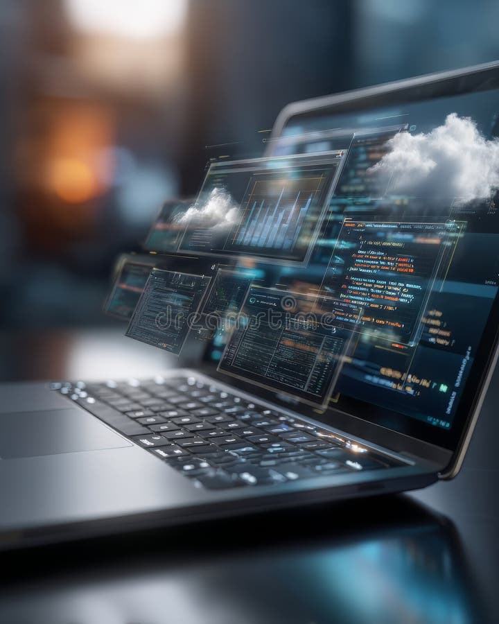 Exploring the Future of Learning: a Laptop Displaying a Cloud Interface ...