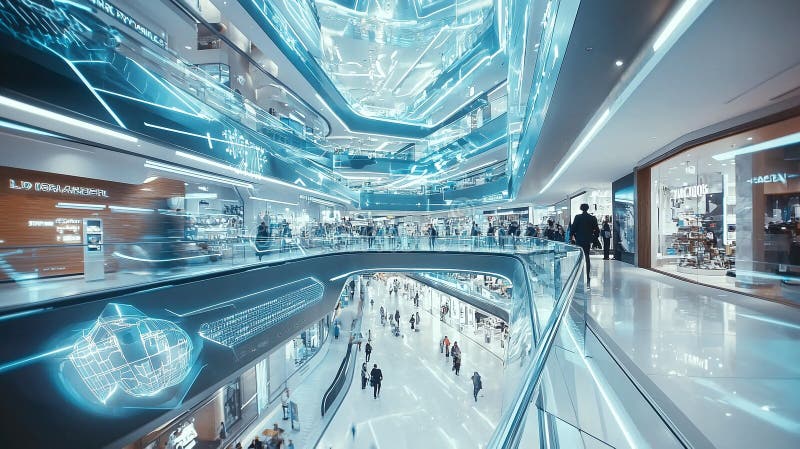 Exploring the Future of Retail a Futuristic Shopping Mall with Interactive Displays and Engaging ...