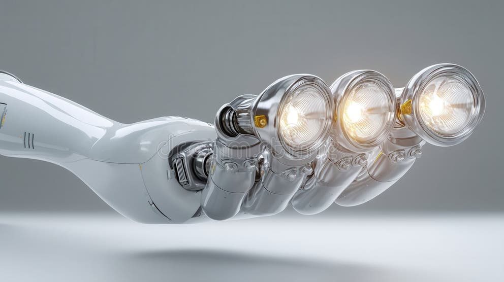 Exploring the Future: a Robotic Hand Gripping an Illuminating Light ...