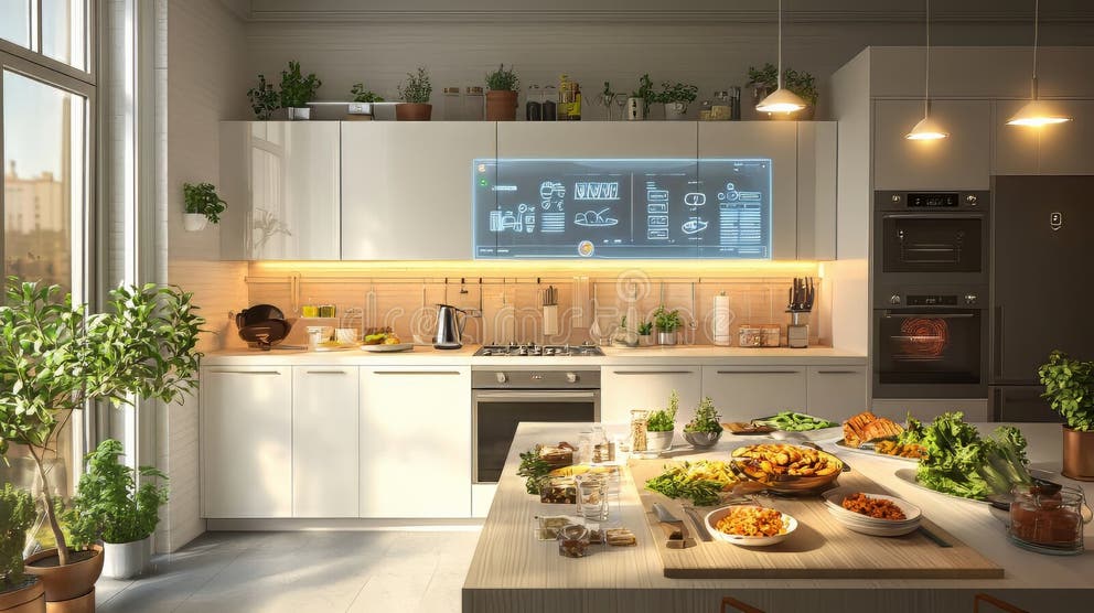 Exploring the Future of Smart Homes with Innovative IoT Technologies in a Kitchen Setting Stock ...