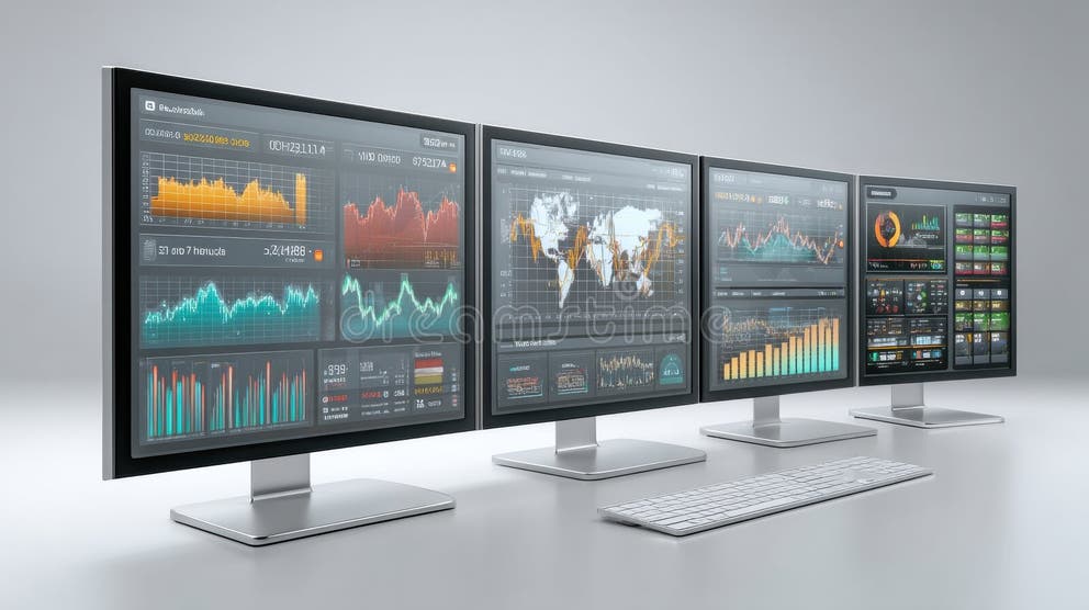 Exploring the Future of Technology Investment with Triple Monitors on a ...