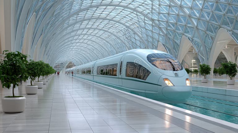 Exploring the Future of Train Stations: Trains Made of Light and Data-Driven Tracks Stock ...