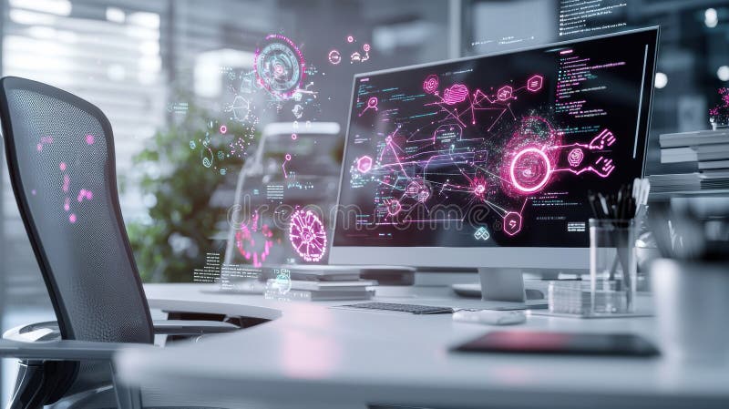 Exploring the Future of Work with a Pink Graphic on a Digital Computer ...