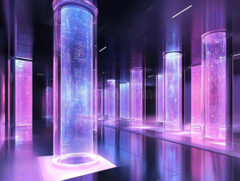 Exploring Futuristic Data Centers, Illuminated Columns Showcase Digital ...