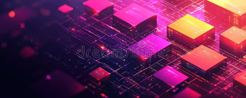 Exploring a Futuristic Digital Environment Aerial View of Abstract ...