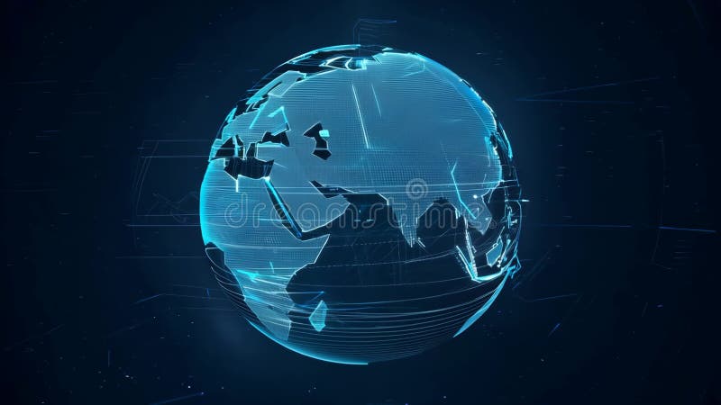 Exploring a Futuristic Digital Globe with Glowing Lines and a Dynamic ...