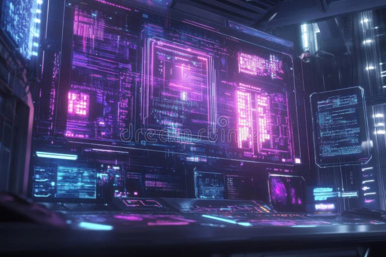 Exploring Futuristic Digital Interfaces, a Visual Journey into Vibrant Screens Displaying ...