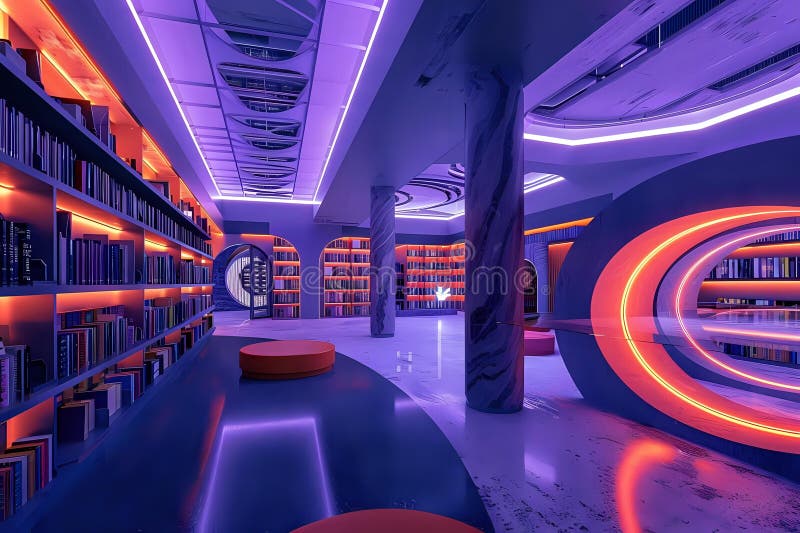 Exploring a Futuristic Library, LED Lighting Design, Architectural ...