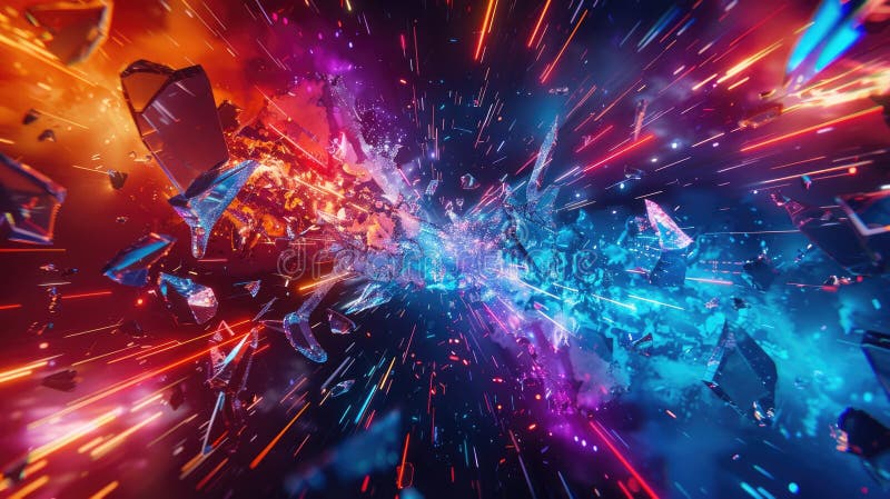 Exploring a Futuristic Neon SciFi Vortex Setting with Shattered Debris ...