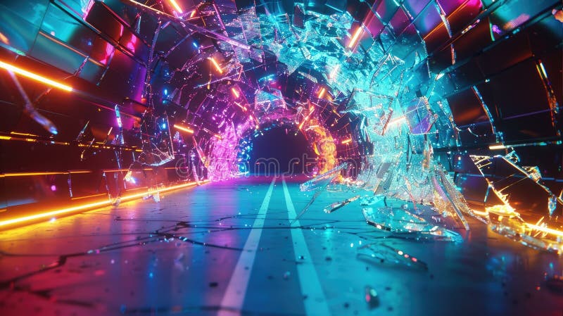 Exploring a Futuristic Neon SciFi Vortex Setting with Shattered Debris ...