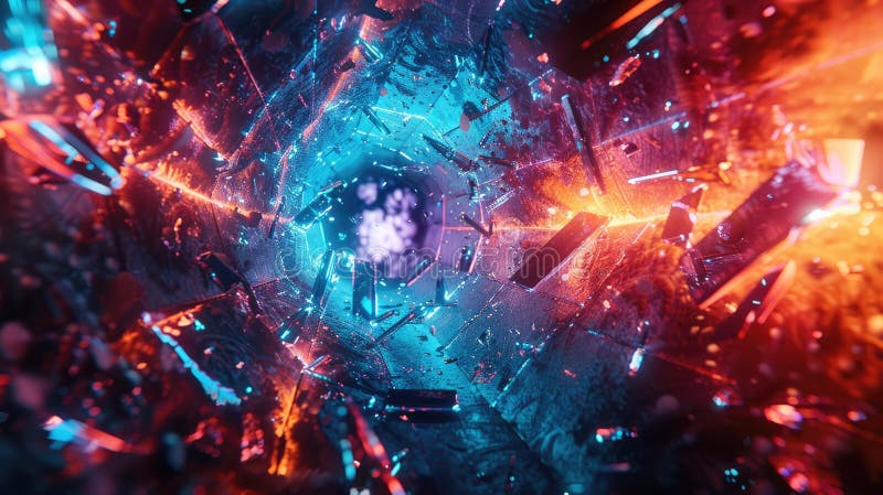 Exploring a Futuristic Neon SciFi Vortex Setting with Shattered Debris ...