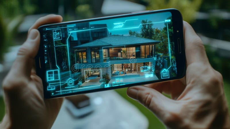 Exploring a Futuristic Real Estate App Displaying a Luxury Home in ...