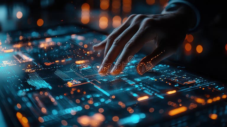 Exploring a Futuristic Tech Environment Visual Data and Digital ...