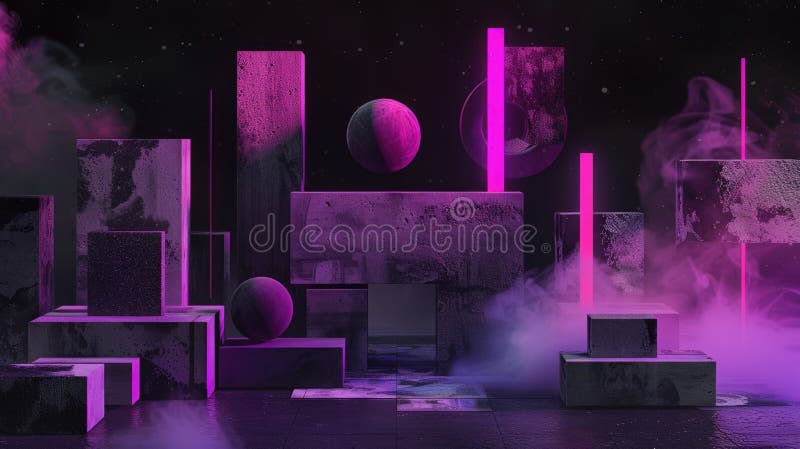 Exploring Futuristic Urban Architecture with Neon Lights and Abstract ...