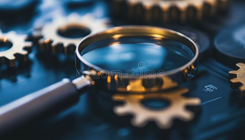 Exploring Gear with a Magnifier Stock Image - Image of enhance, zoom ...