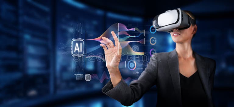 Exploring Generative AI and Big Data in Virtual Reality: a Woman Interacting with Advanced ...