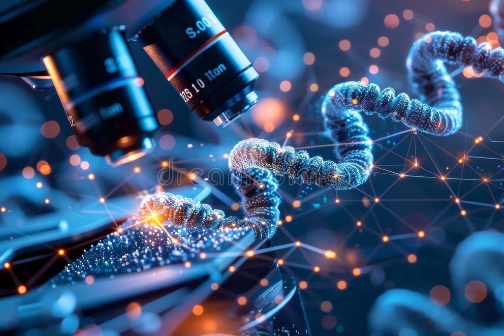 Exploring Genetic Secrets: Microscopic View of DNA Stock Illustration ...