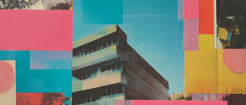 Exploring Geometric Forms in a Minimalistic Mixed Media Collage Stock ...