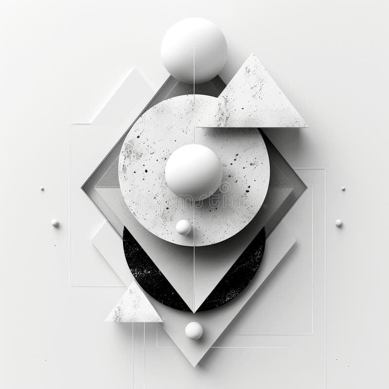 Exploring Geometric Harmony in Monochromatic Abstract Art Design on a Clean Canvas Stock ...