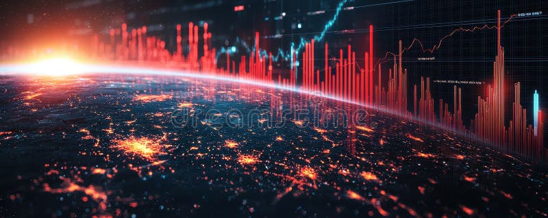 Exploring Global Economic Trends Aerial Data Visualization in a Digital Era Stock Photo - Image ...