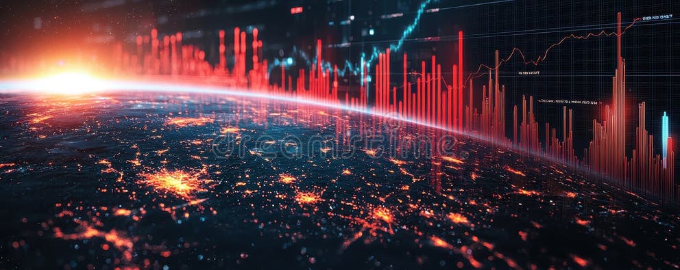 Exploring Global Economic Trends Aerial Data Visualization in a Digital Era Stock Photo - Image ...